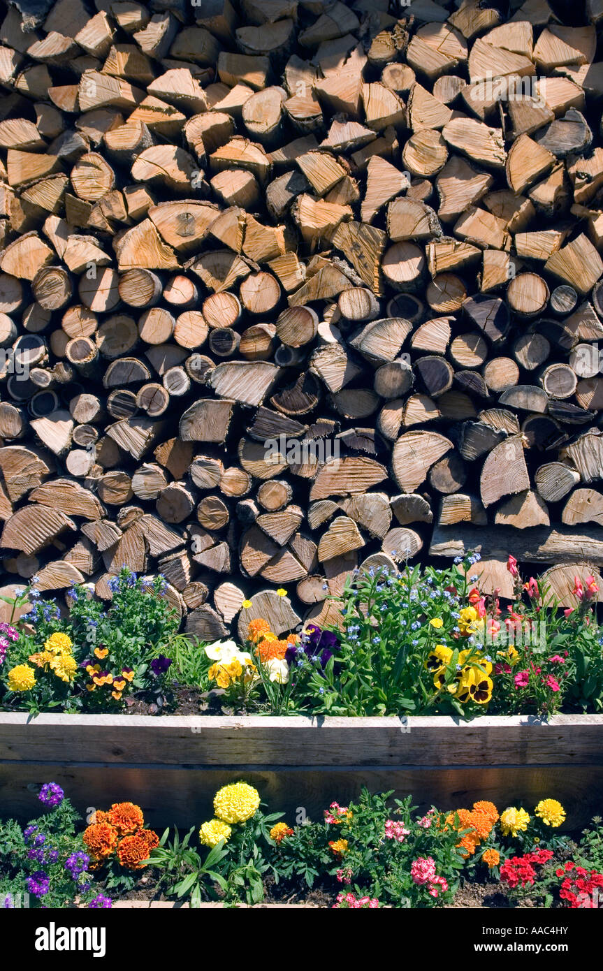 woodshed and flowers box Stock Photo - Alamy