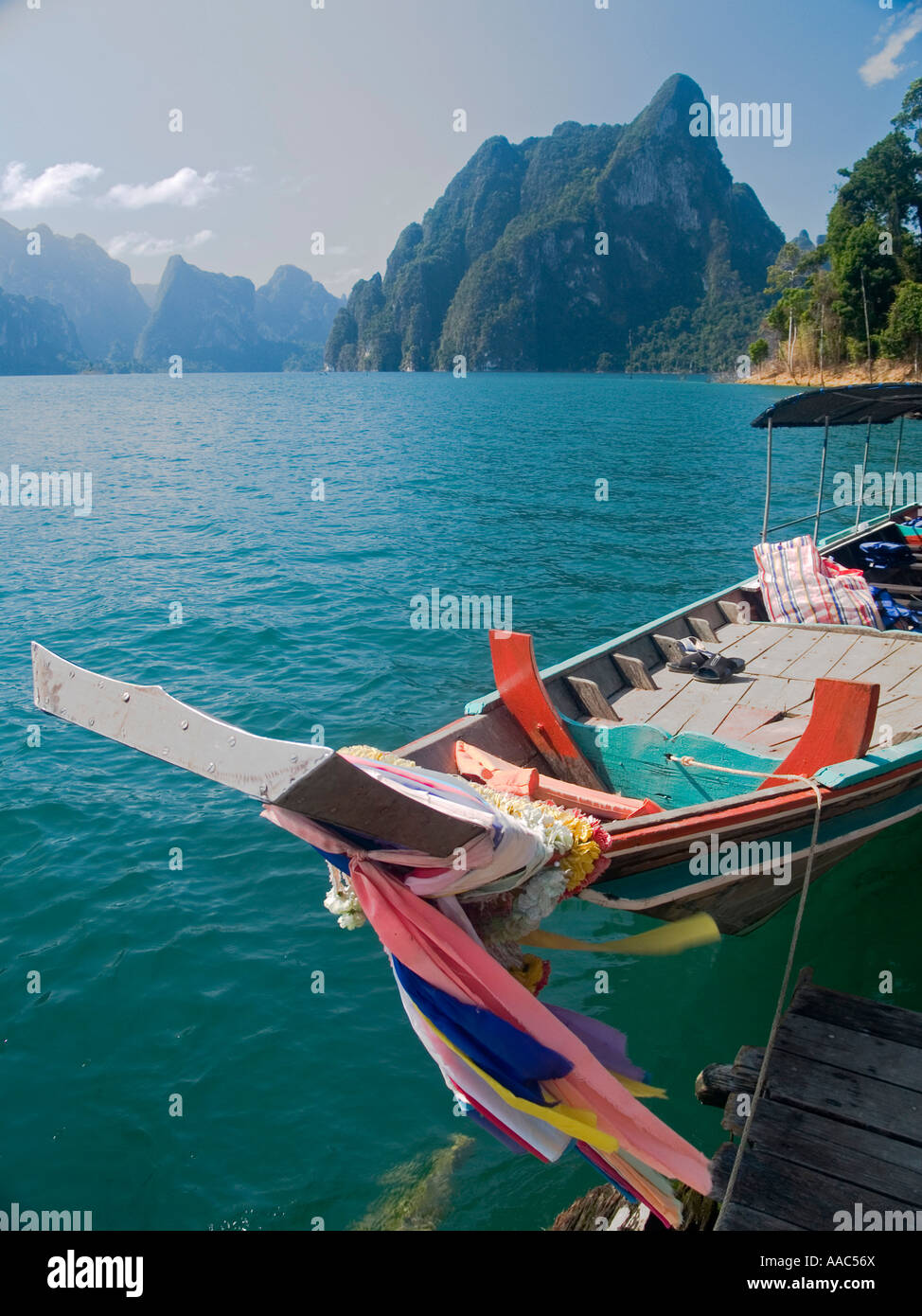 boat s eye view of Drum Peak Chao Lan Lake Khao Sok National Park ...