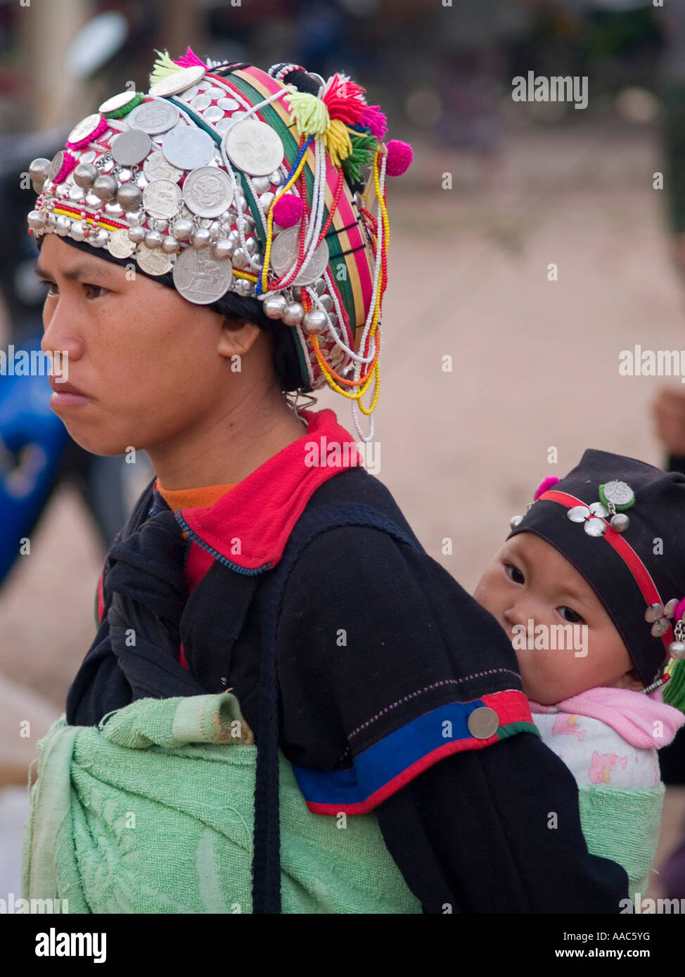 Akha mother and child Muang Singh Laos Stock Photo - Alamy