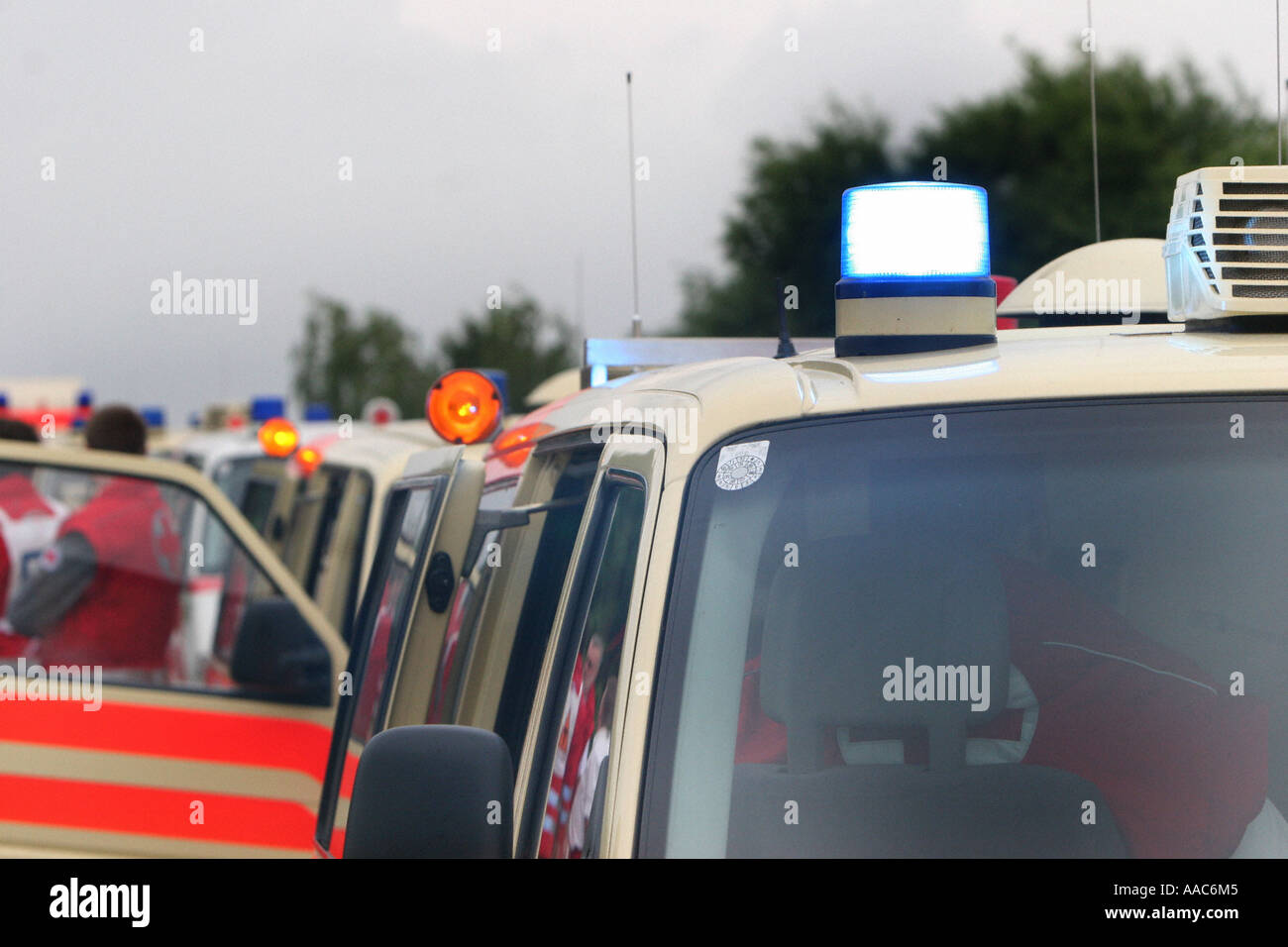 Austrian Red cross at mission, blue light Stock Photo - Alamy