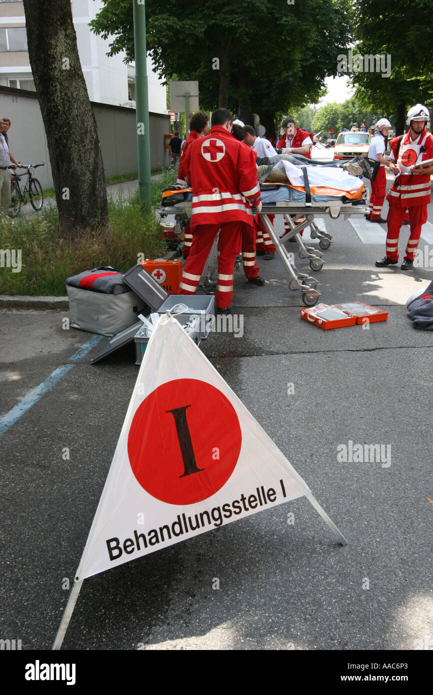 Austrian Red cross at mission, treatment point at large scale operation ...