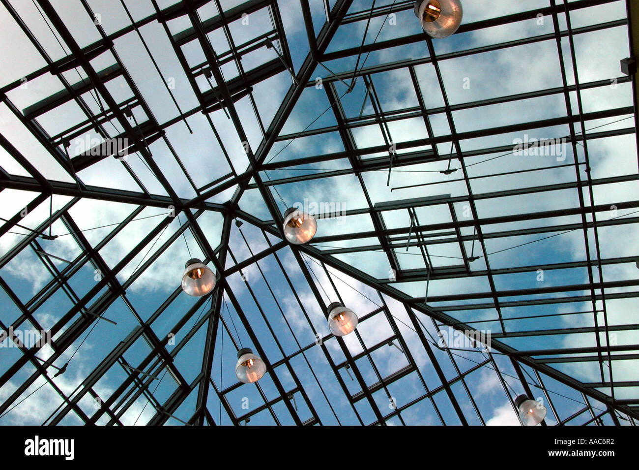 Glass roof with sky Stock Photo - Alamy