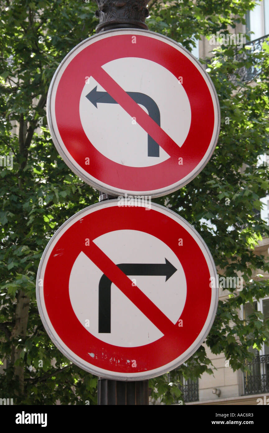 Left and right turning prohibited Stock Photo - Alamy