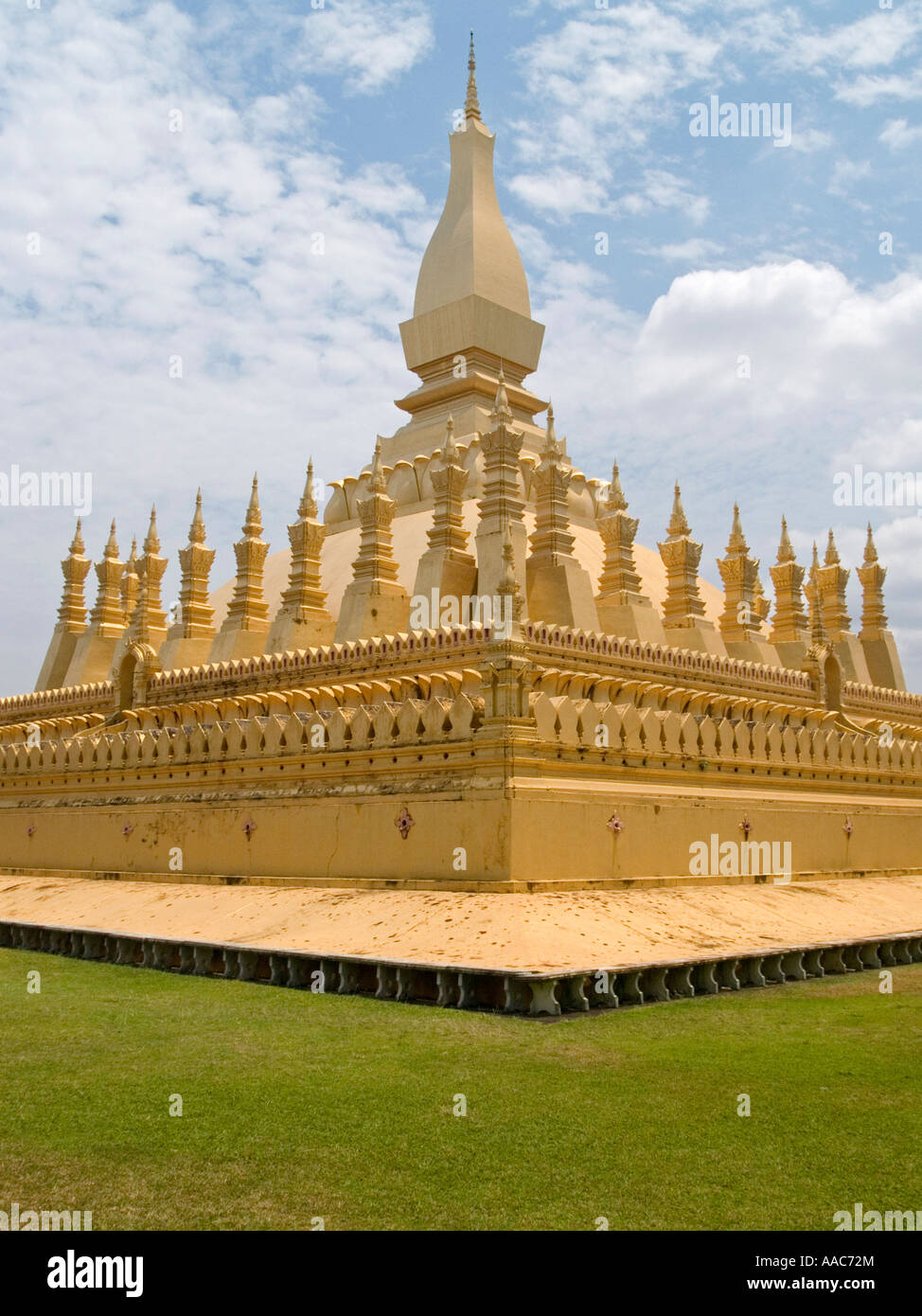 beautiful Wat That Luang most famous temple in Laos Stock Photo - Alamy