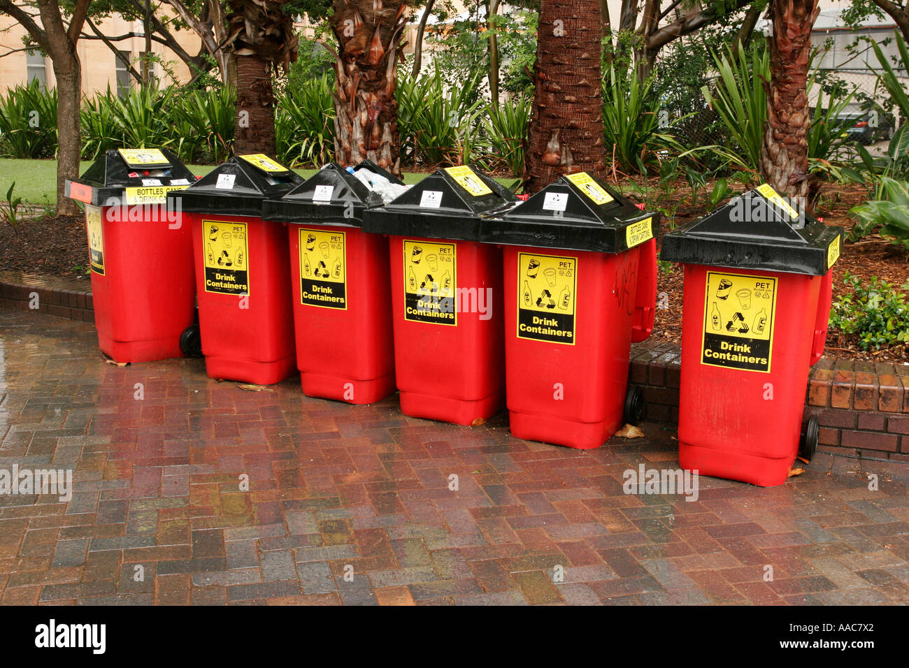 Bins to recycle cans and glass Sydney Australia Stock Photo - Alamy