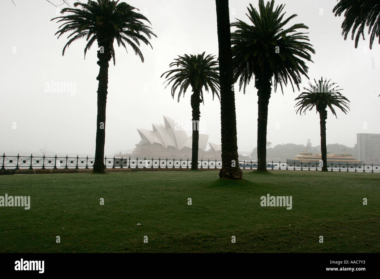 Sydney Opera House in the rain and mist. Sydney New South Wales ...