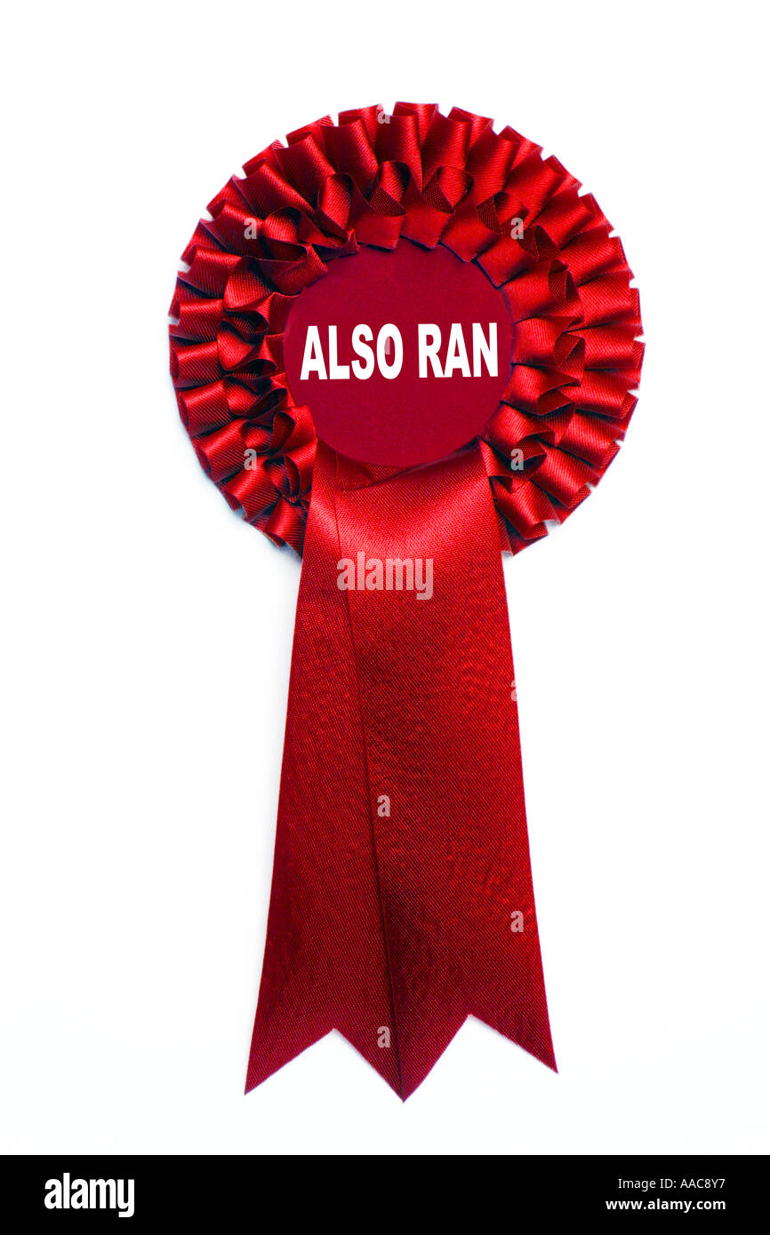 red rosette showing 'also ran' Stock Photo - Alamy