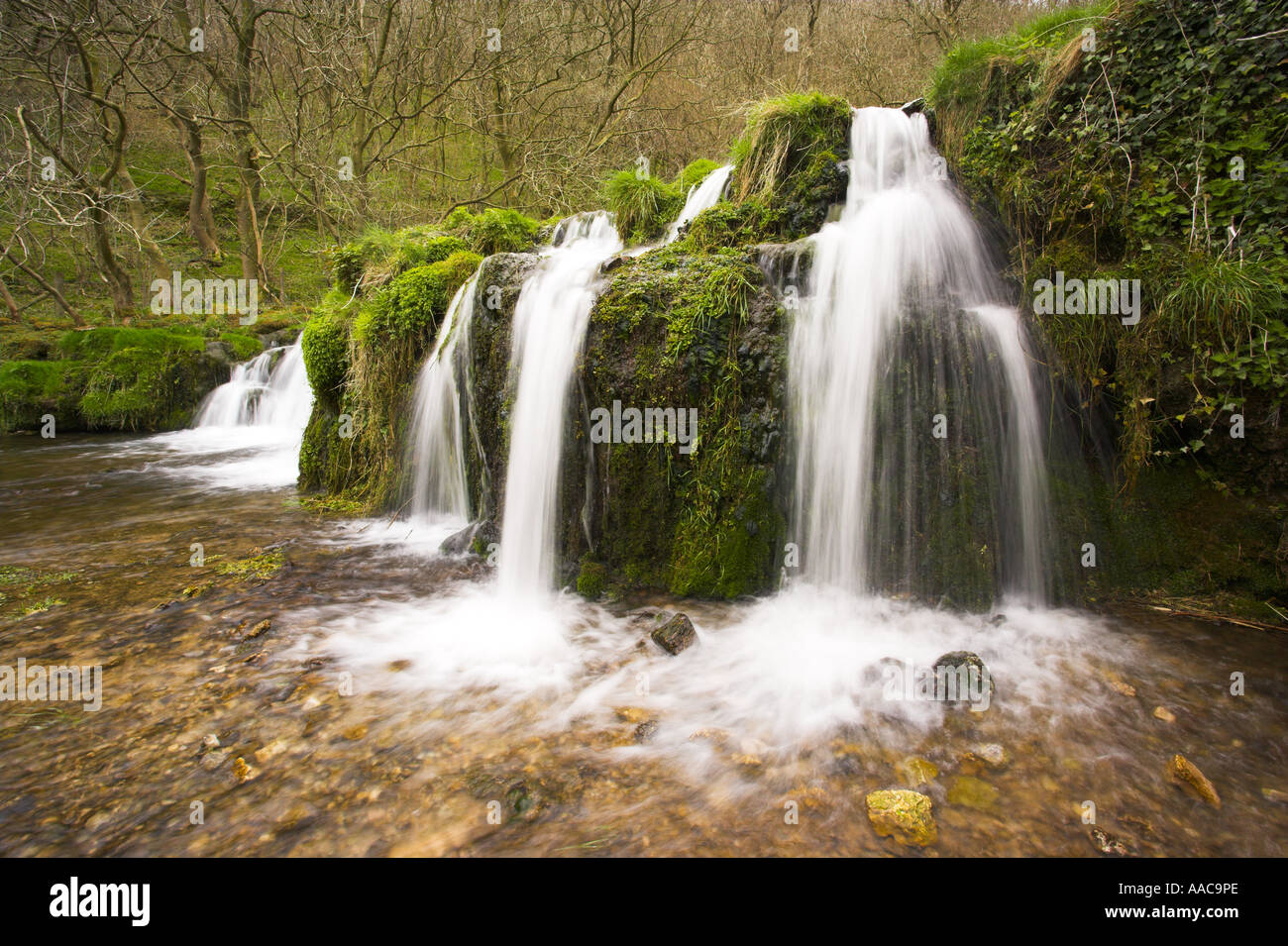Waterfall on the River Lathkill in Lathkill Dale Stock Photo - Alamy