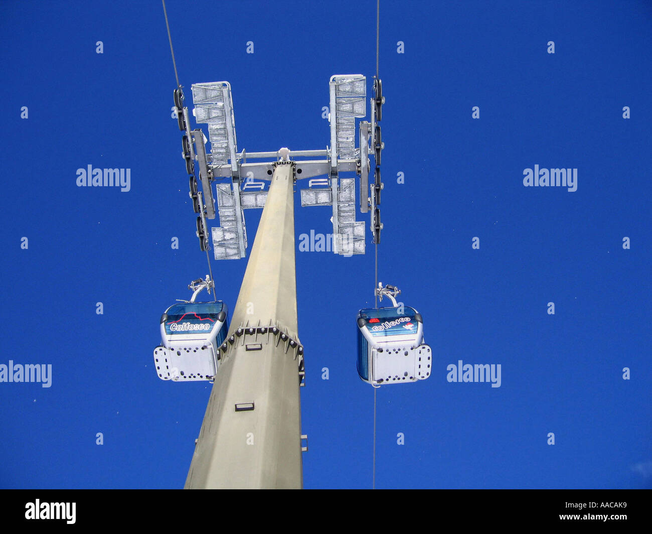 cablecar column with two gondolas Stock Photo - Alamy