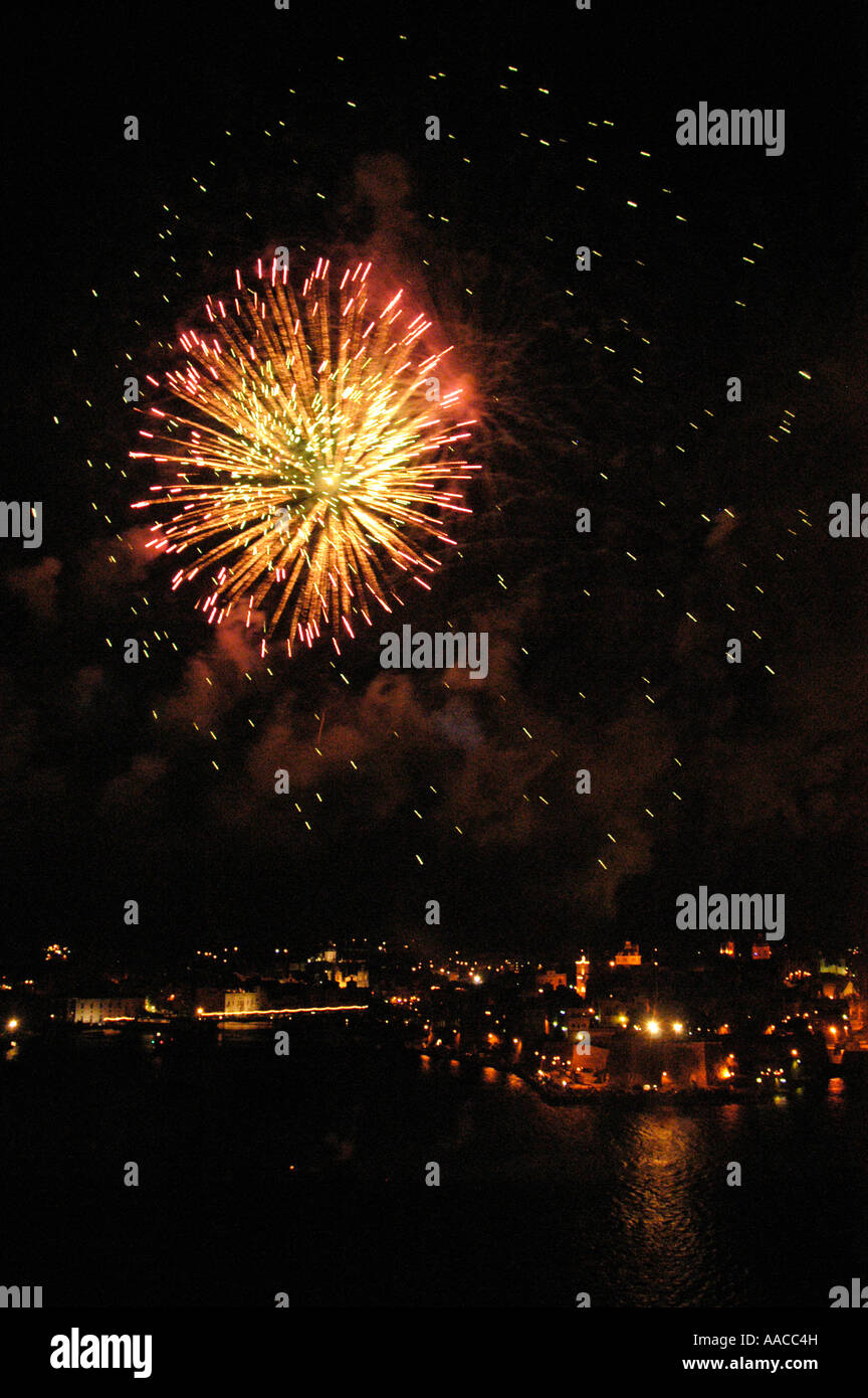 Firework display Fort Lascaris Valletta Malta Stock Photo - Alamy