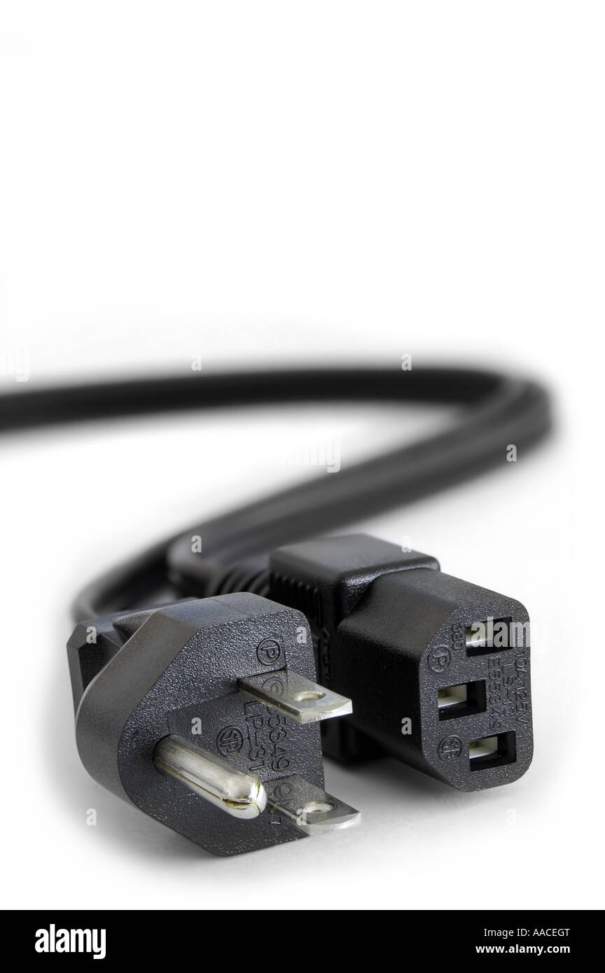 Power Plugs close up on power cord extension cable Stock Photo - Alamy