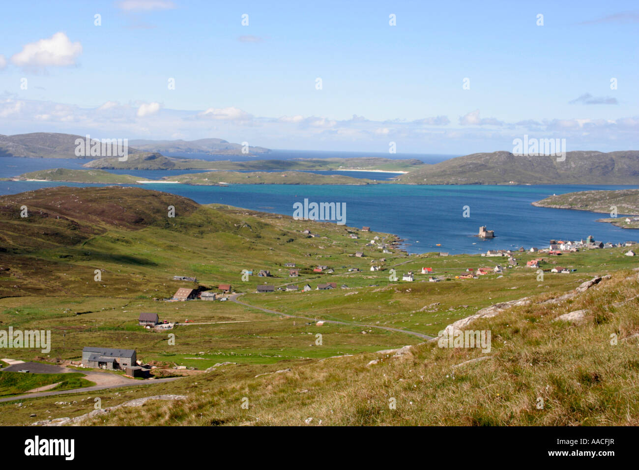 castlebay view from ben heaval isle of barra western isles scotland uk gb Stock Photo - Alamy