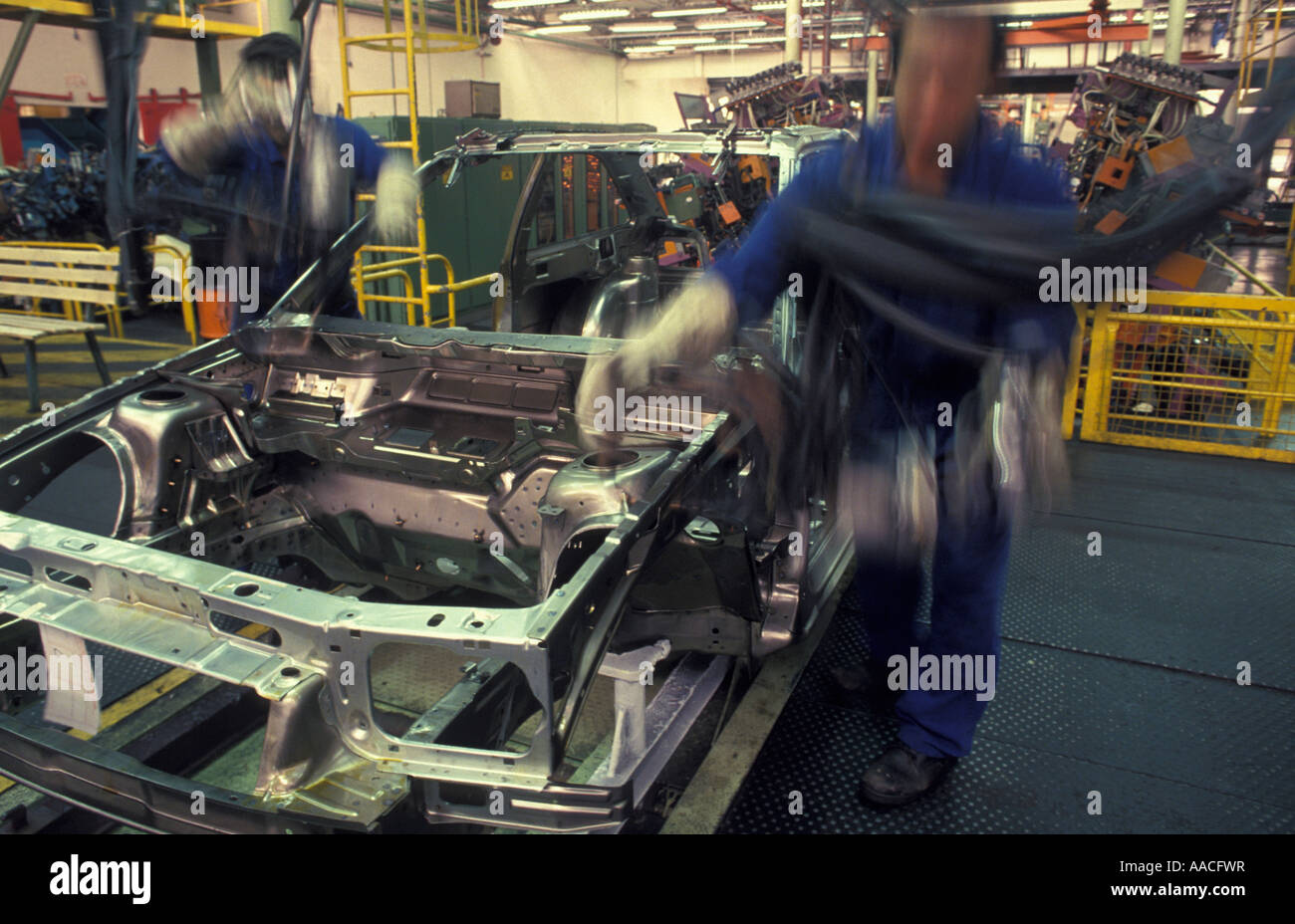 Sao Paulo Brazil Workers at automobile assembly plant car factory ...