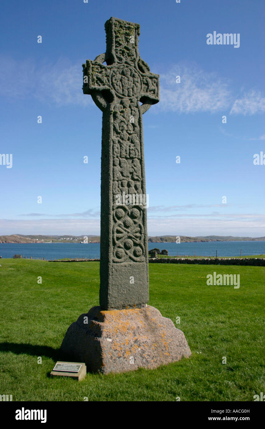 Ninth century St Martin's Cross Iona scotland western isles uk gb Stock ...
