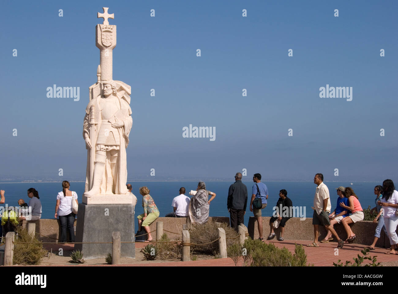 Statue of Juan Rodriguez Cabrillo at Cabrillo National Monument with ...