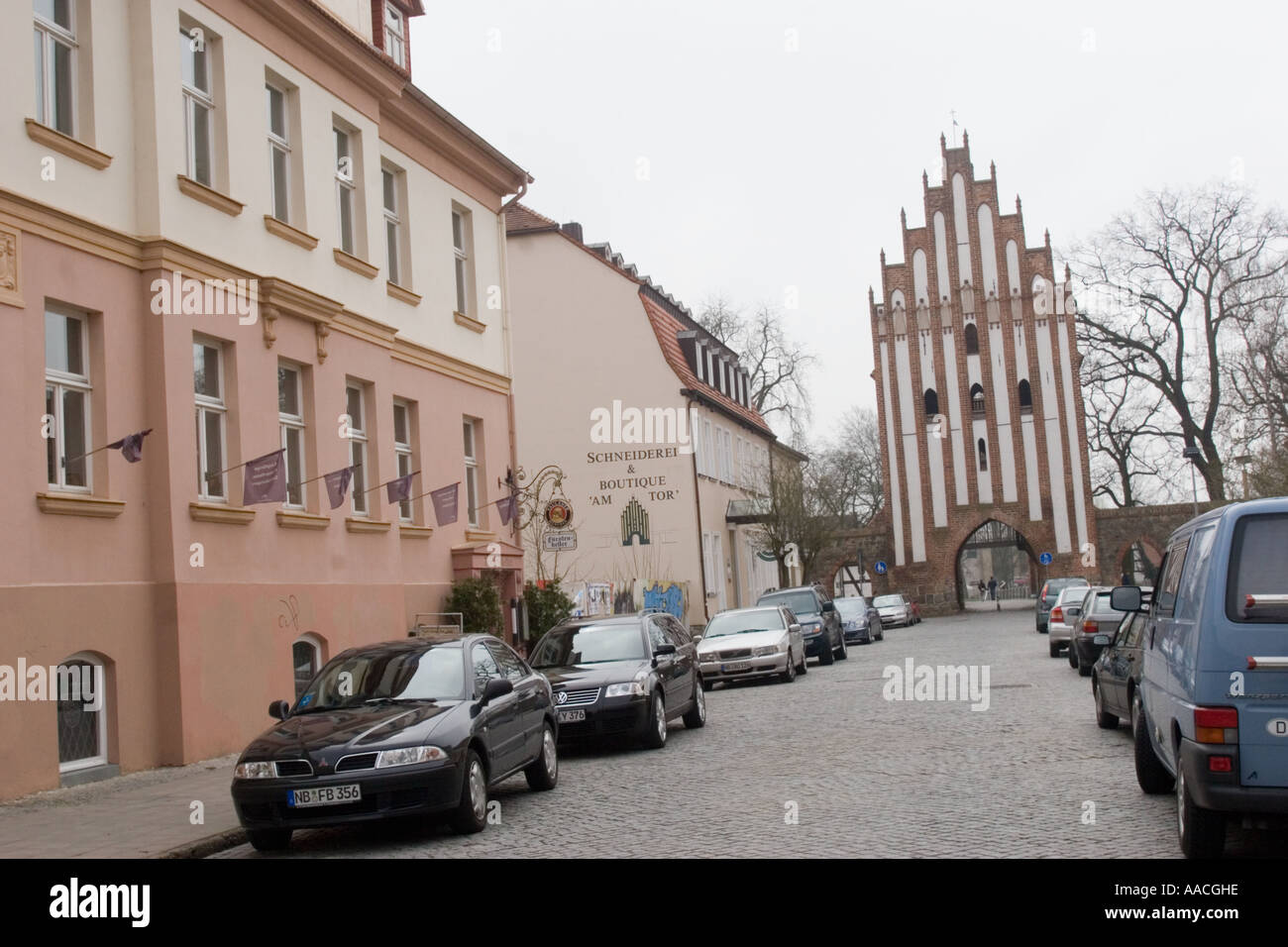 Road to historic gate in Neubrandenburg North Germany Stock Photo - Alamy