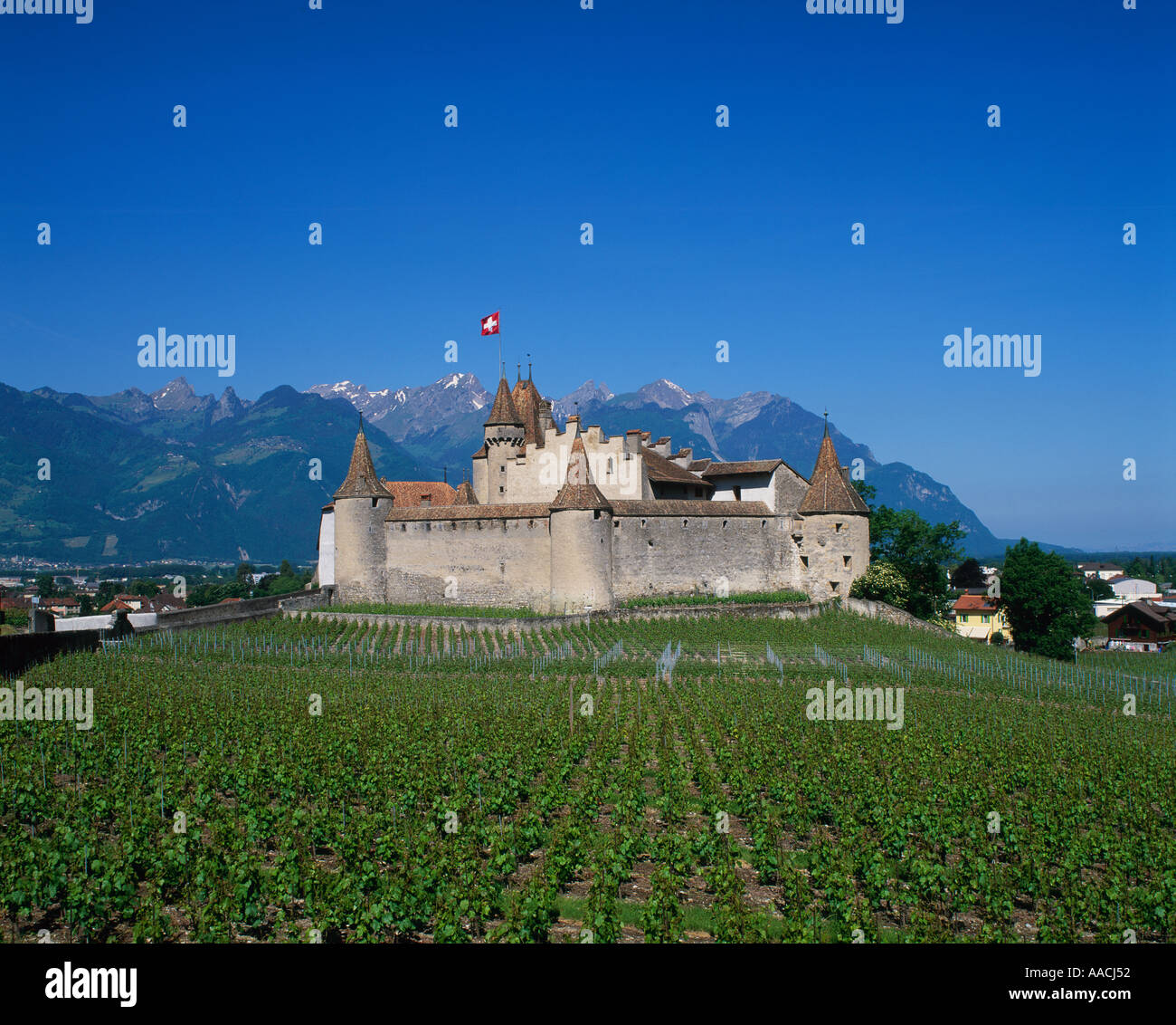 Chateau and Vineyards Aigle Vaud Canton Switzerland Stock Photo - Alamy