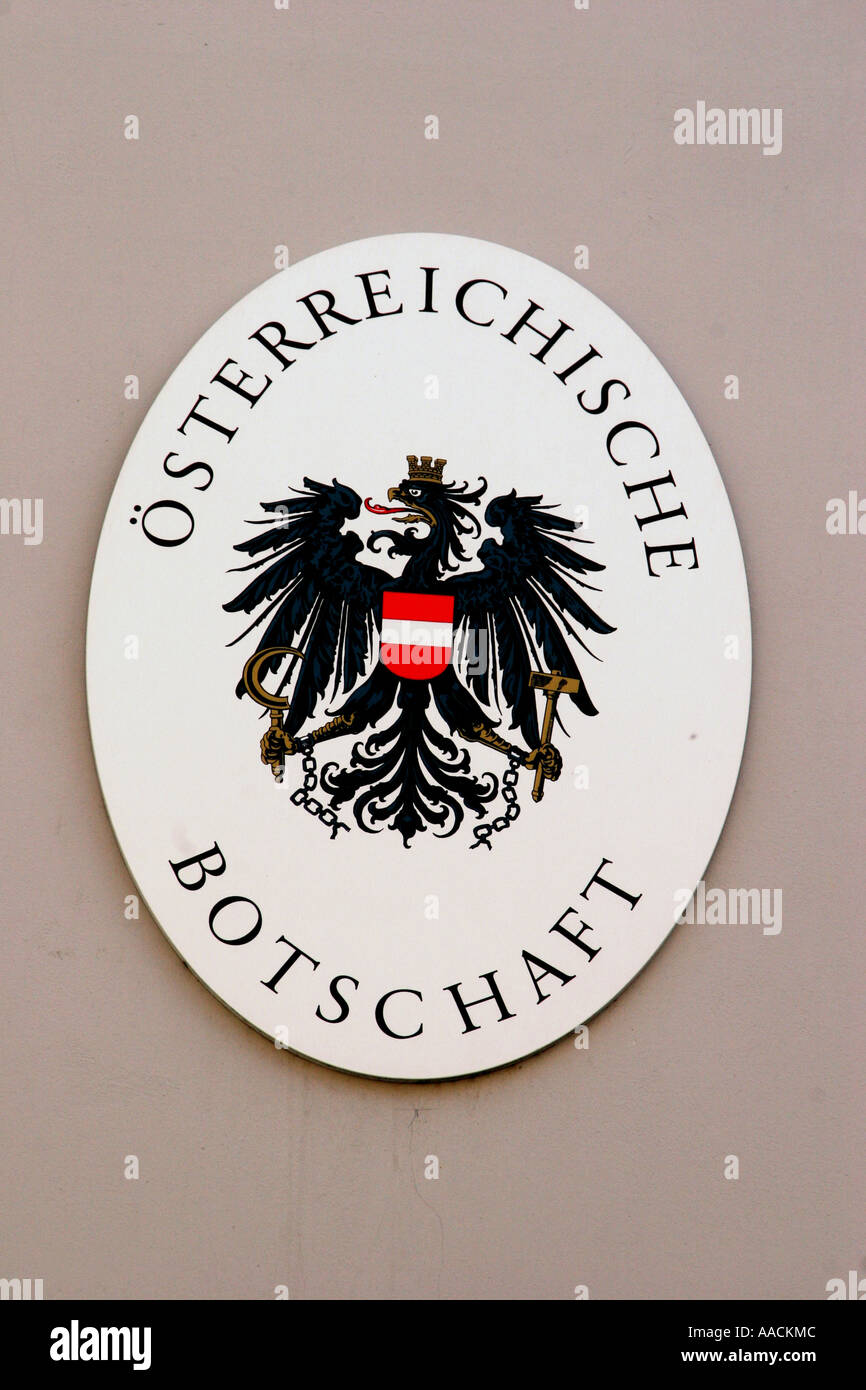 Austrian embassy sign Stock Photo - Alamy