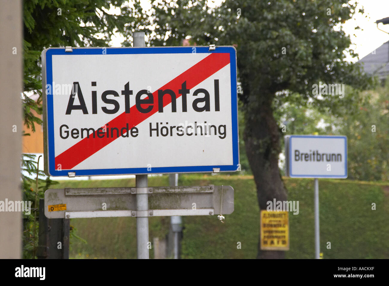 Austrian village signpost Stock Photo - Alamy