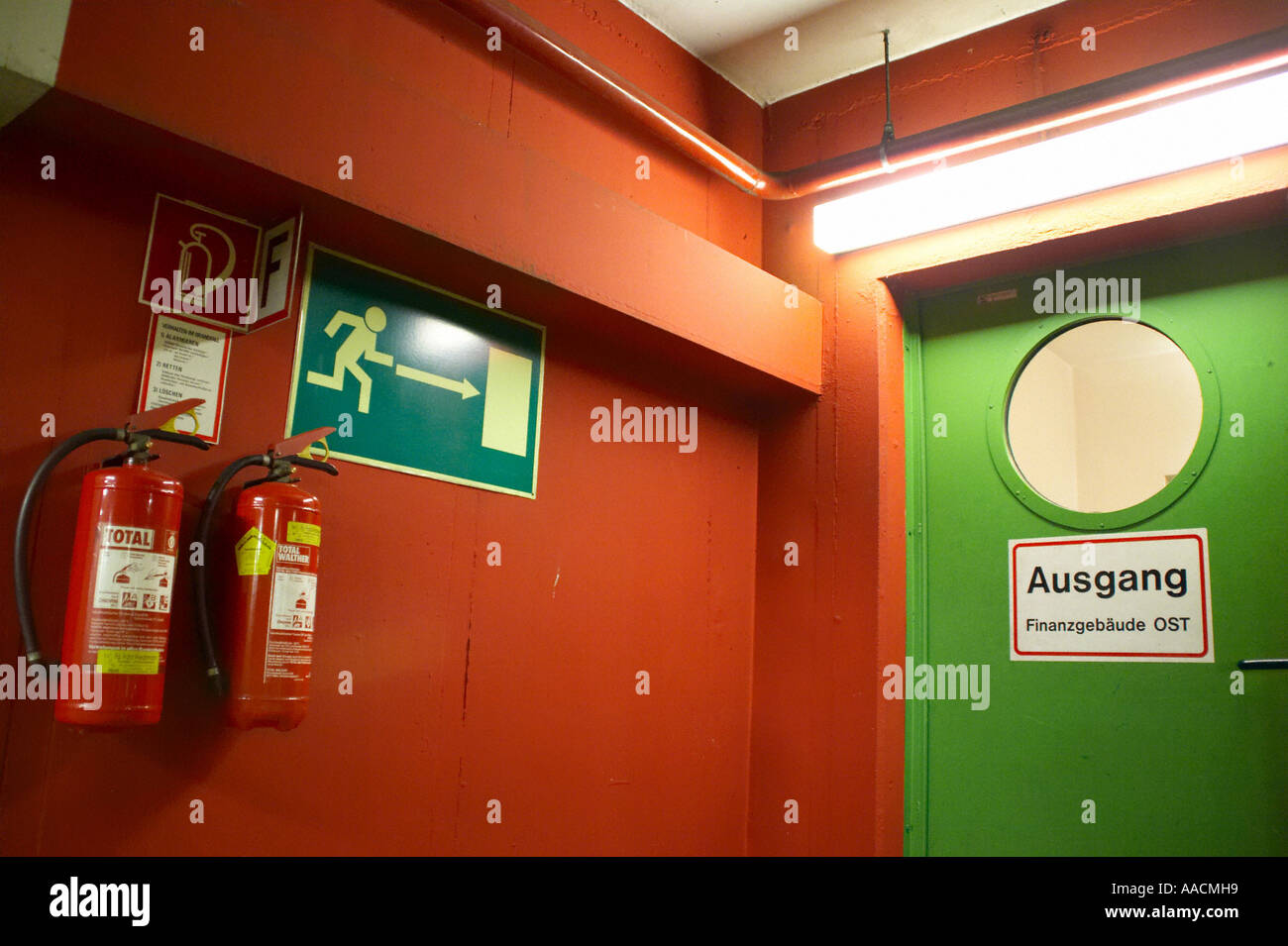 Emergency exit in a multi-storey car park Stock Photo - Alamy