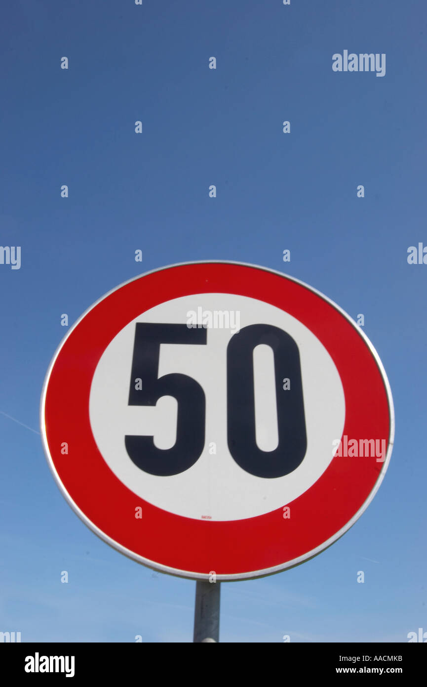 Speed limiting 50 kmh Stock Photo - Alamy