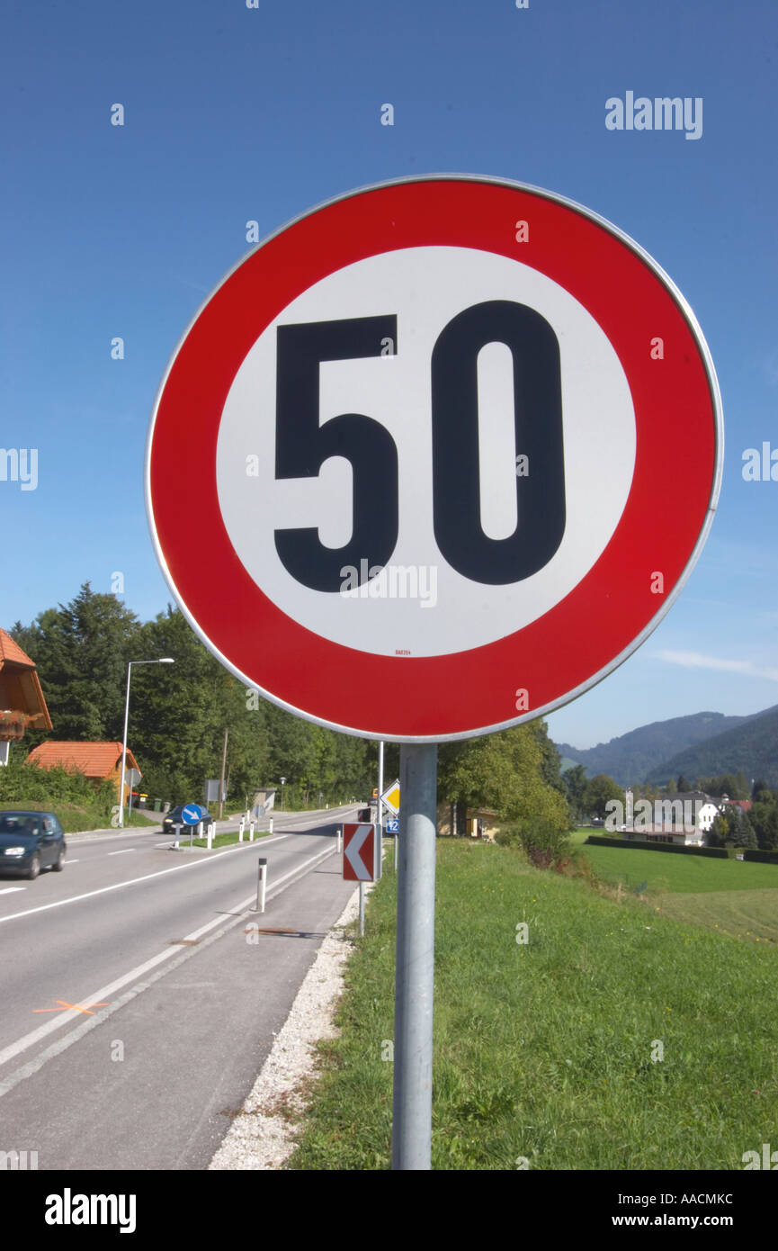 Speed limiting 50 kmh Stock Photo - Alamy