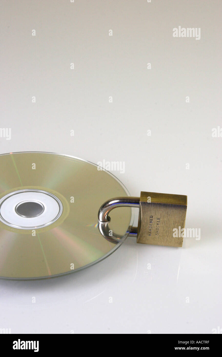 Symbol data security, CD ROM with lock Stock Photo - Alamy