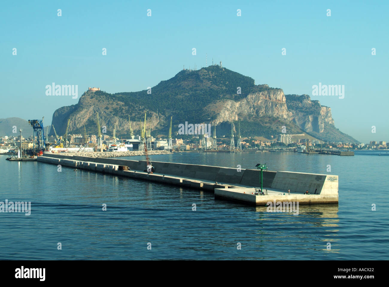 Palermo Sicily Port coastline and harbour wall Stock Photo - Alamy