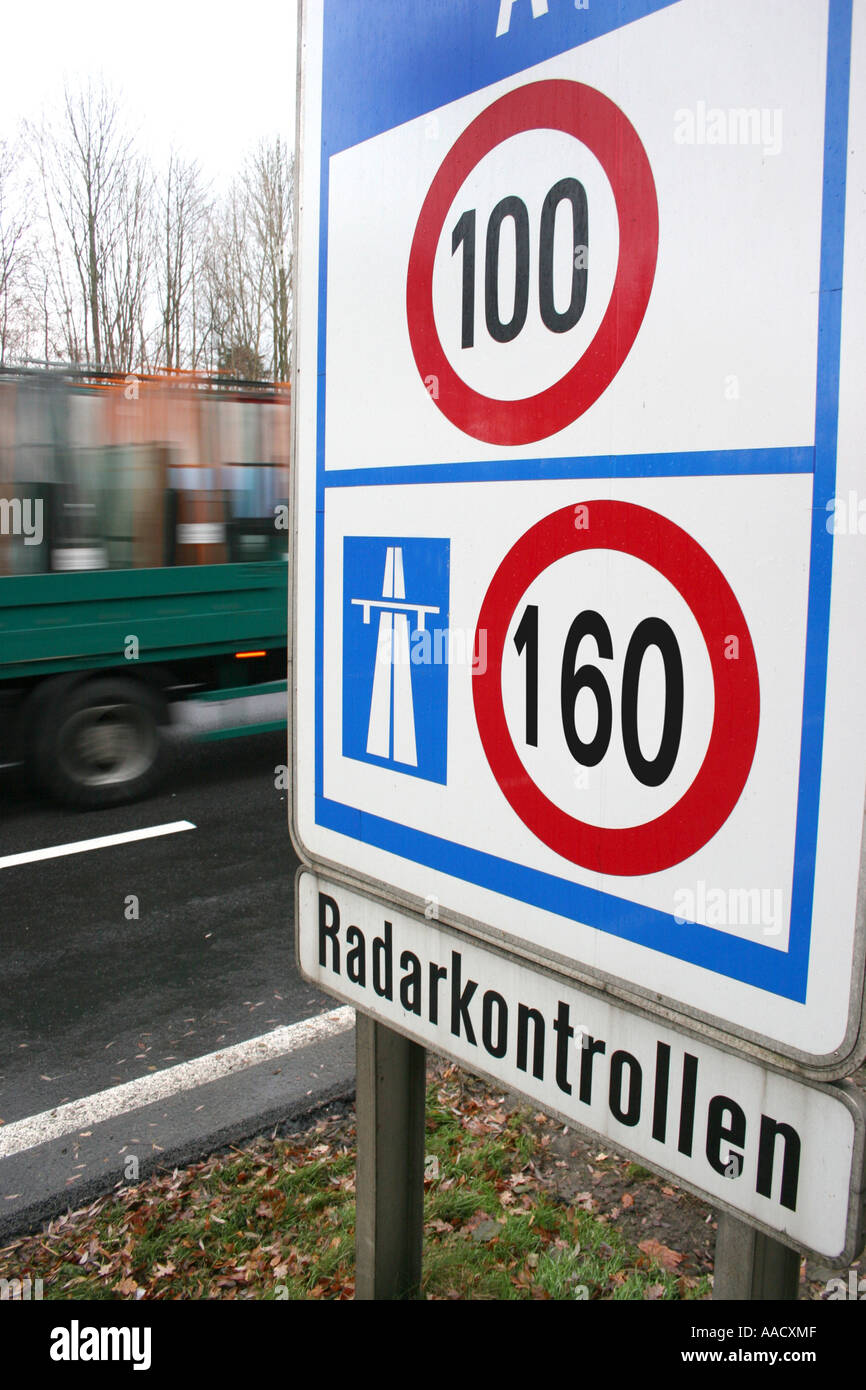 Symbol speed 160 on Austrian motorways Stock Photo - Alamy