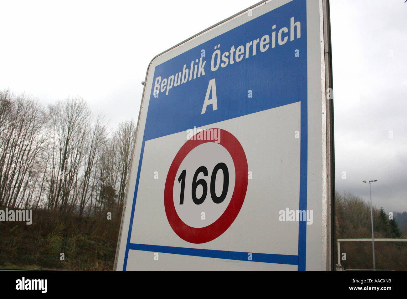 Symbol speed 160 on Austrian motorways Stock Photo - Alamy