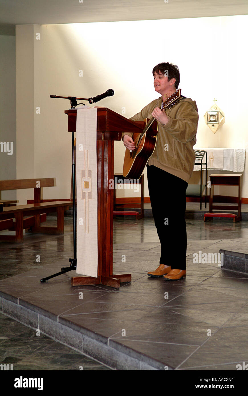 Singer during catholic mass in Liverpool - UK Stock Photo - Alamy