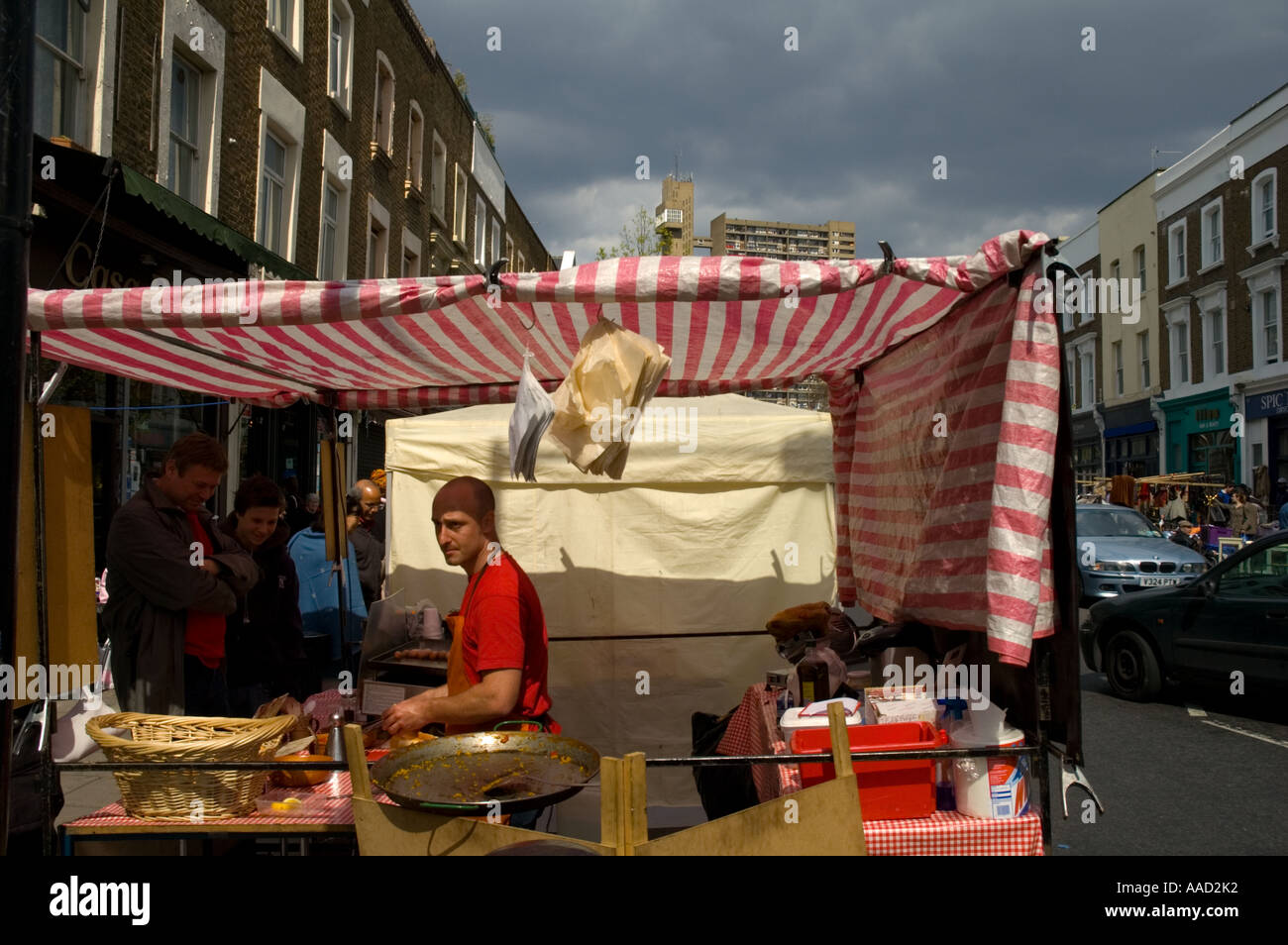 Food stall at Golborne Road London England UK Stock Photo - Alamy