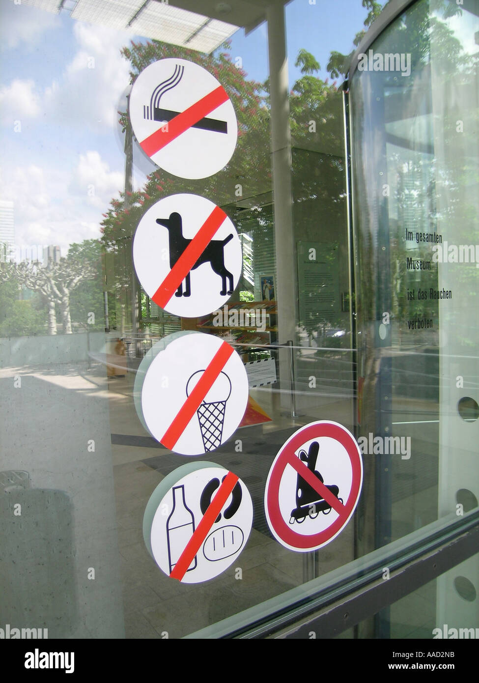 diverse prohibition signs on a window display Stock Photo - Alamy