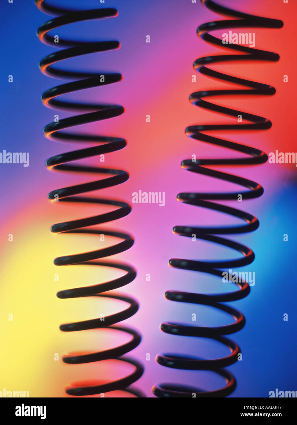 steel spring infront of colourful background Stock Photo - Alamy