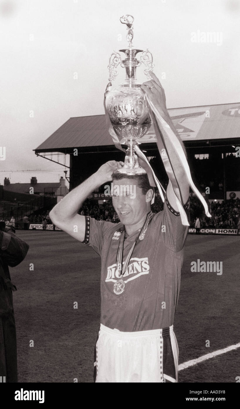 Nigel Pearson poses with the First Division Trophy at Steven Pears ...