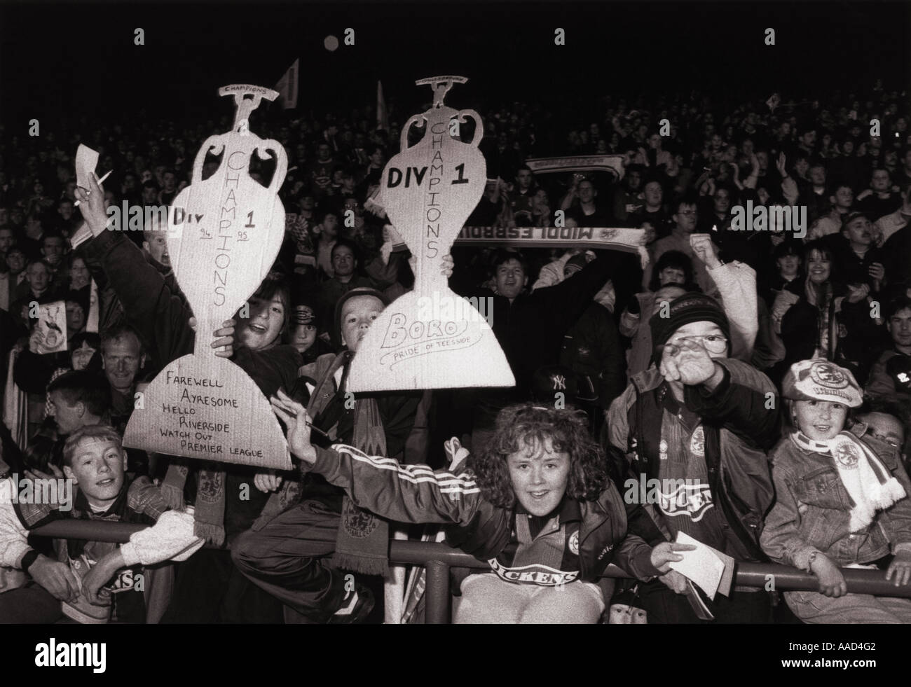 Fans celebrate promotion at Steven Pears testimonial game 16th May 1995 ...