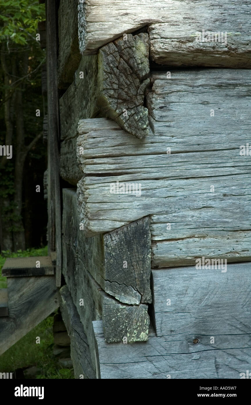 Notched Logs Jim Bales Place Great Smoky Mtns Nat Park TN Stock Photo ...