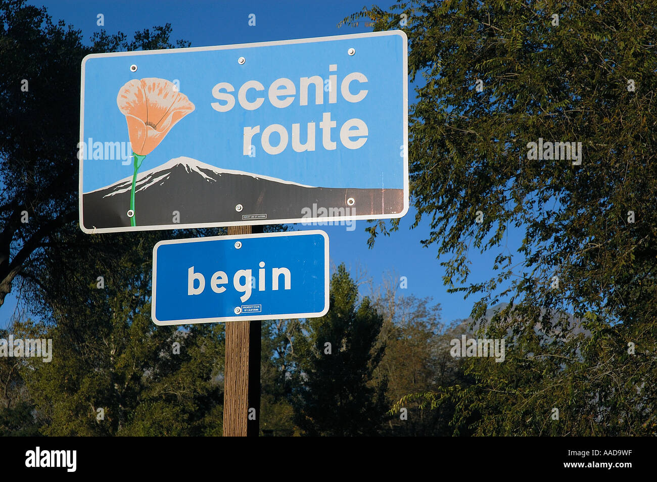 scenic route sign California Stock Photo - Alamy