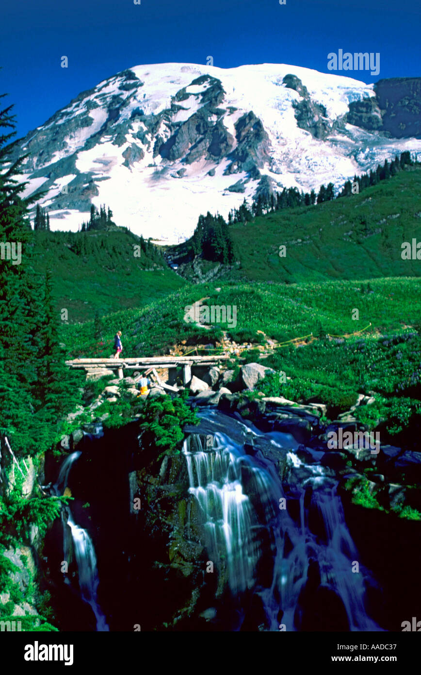 Mt Rainier above Myrtle Falls Stock Photo - Alamy