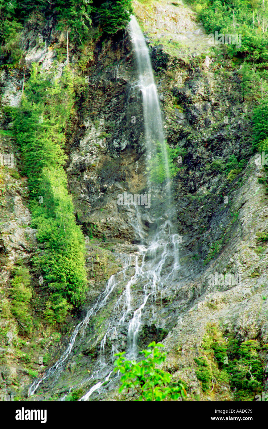 Waterfall above Enchanted Valley Stock Photo - Alamy