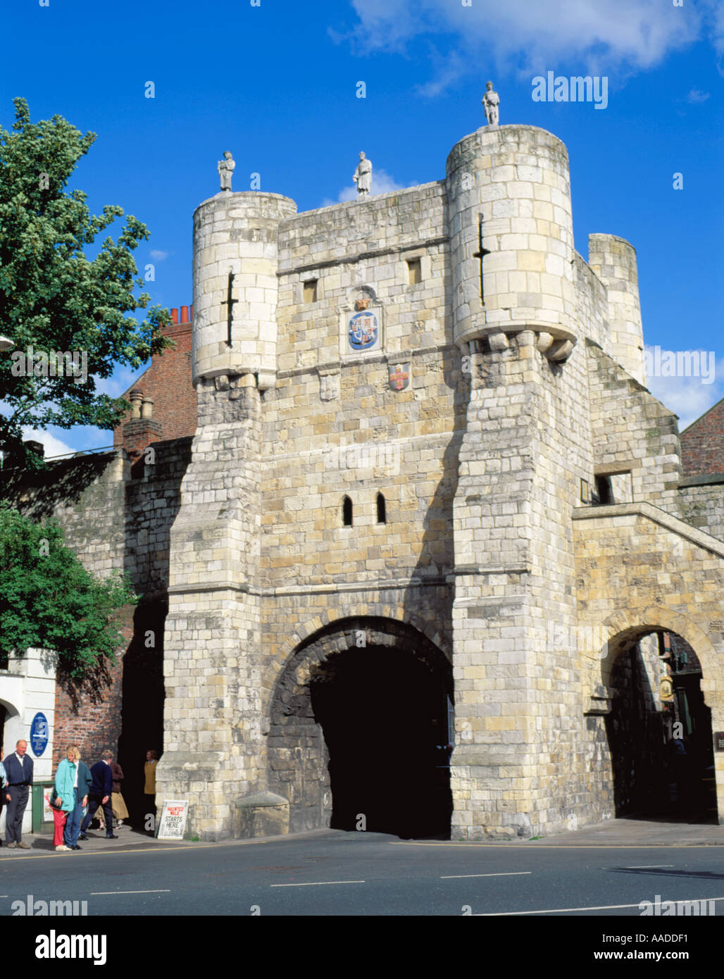 Picturesque "Bootham Bar" and medieval City Walls, York, North ...