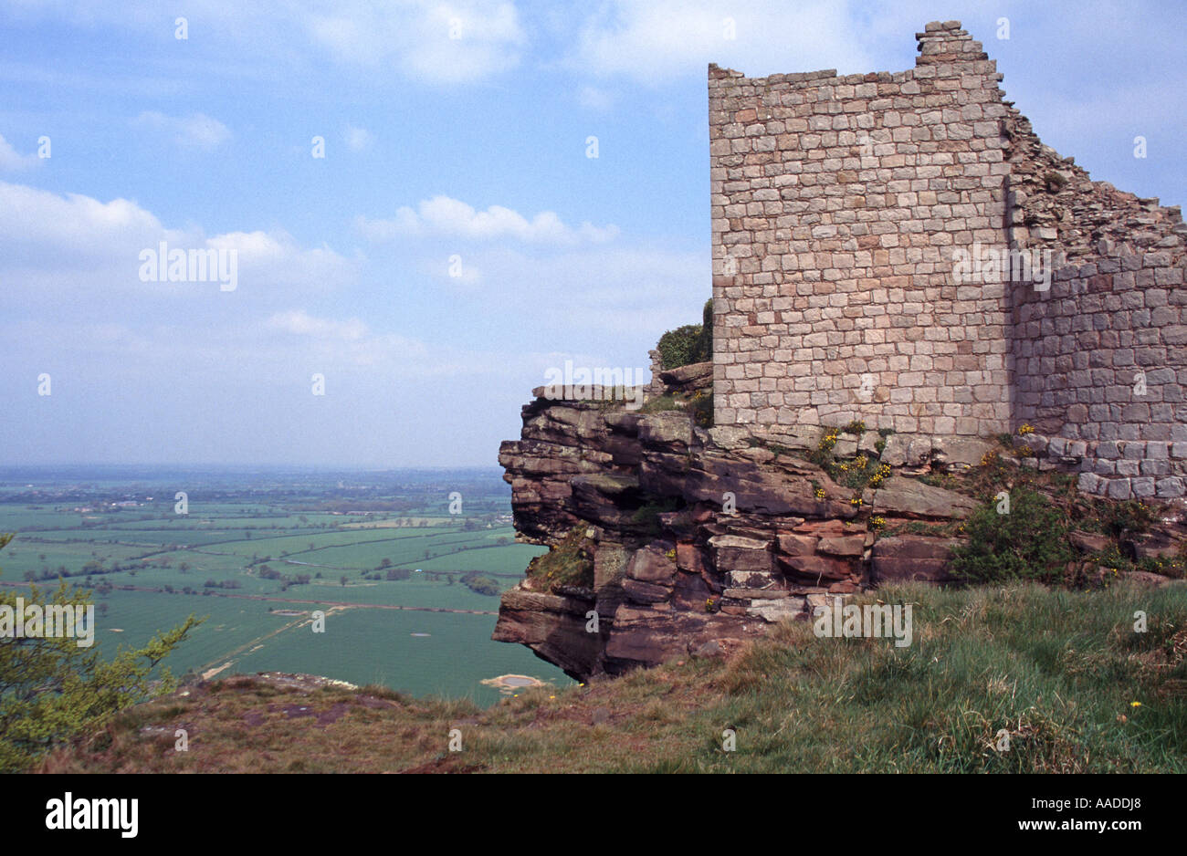 Sandstone rock foundation & part of ruins of inner ward of Beeston ...