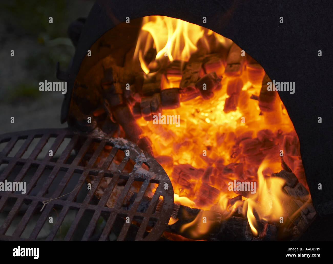 coal burning in a cast iron furnace Stock Photo - Alamy