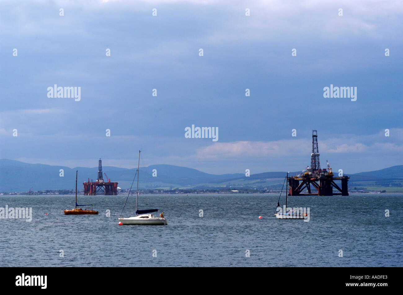 Oil rigs moored in the Black Isle Cromarty Firth Inverness-shire ...