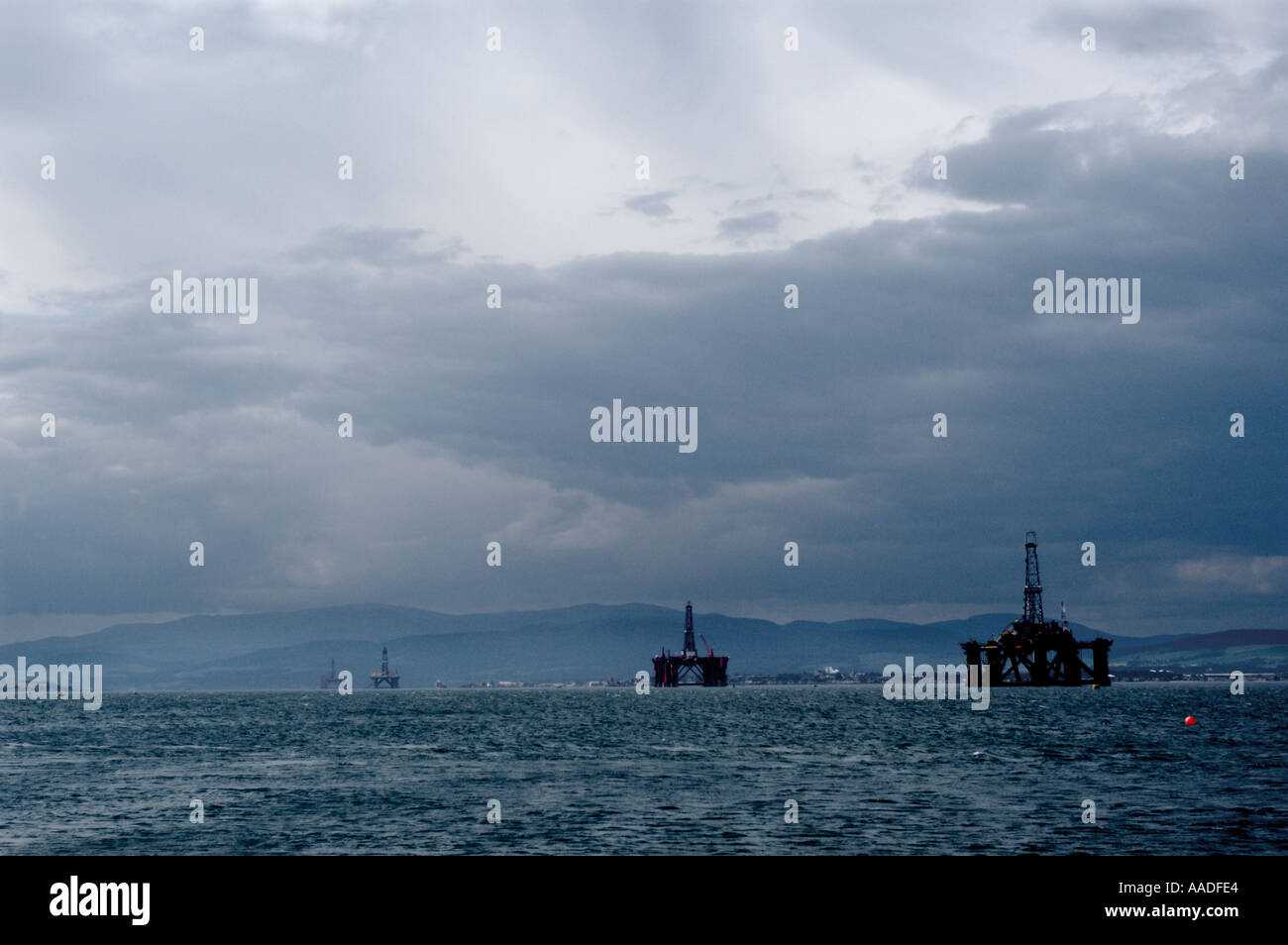 Oil rigs moored in the Black Isle Cromarty Firth Inverness-shire ...