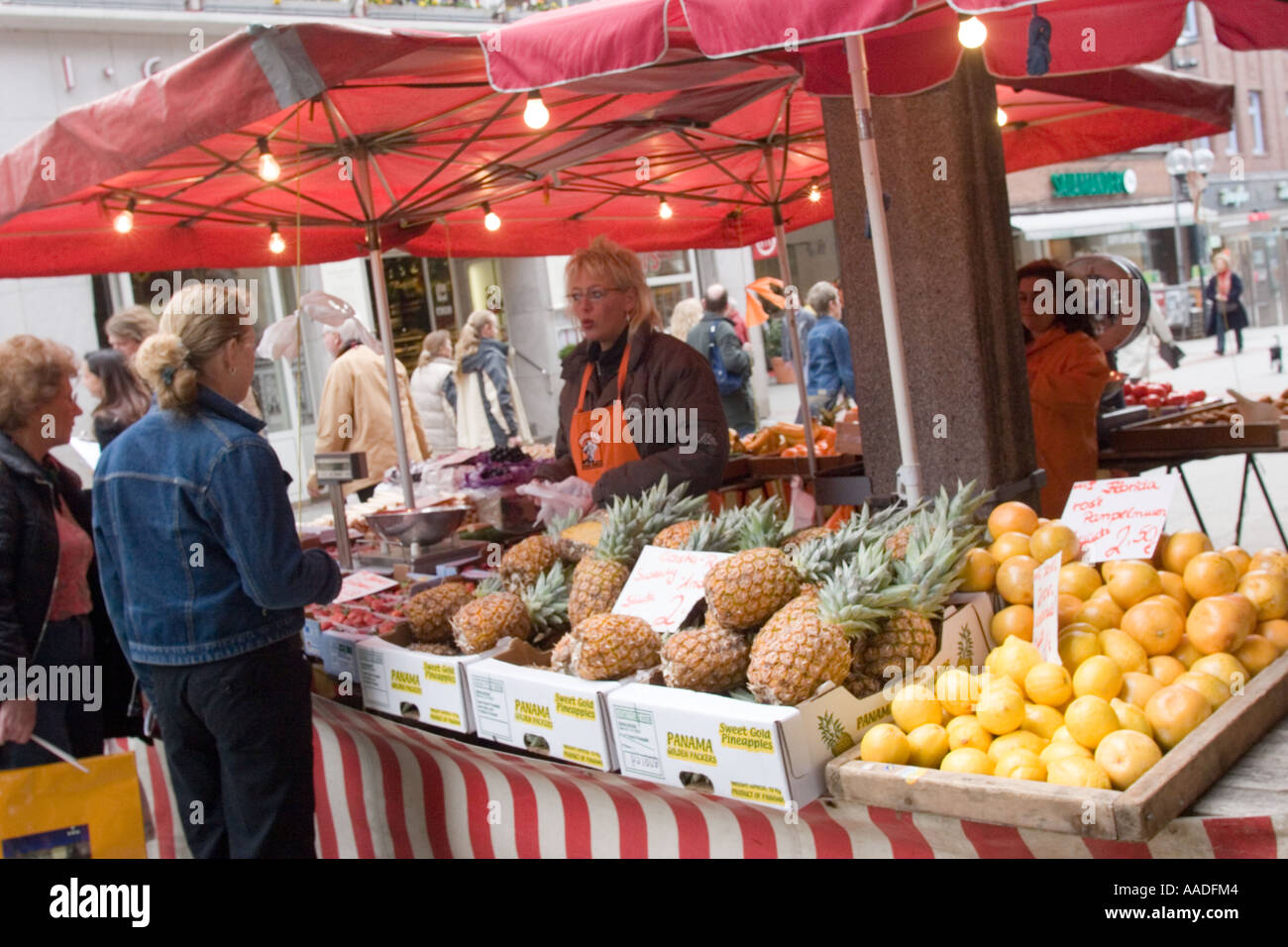 Market stall Markt Lübeck Schleswig Holstein Germany Stock Photo - Alamy