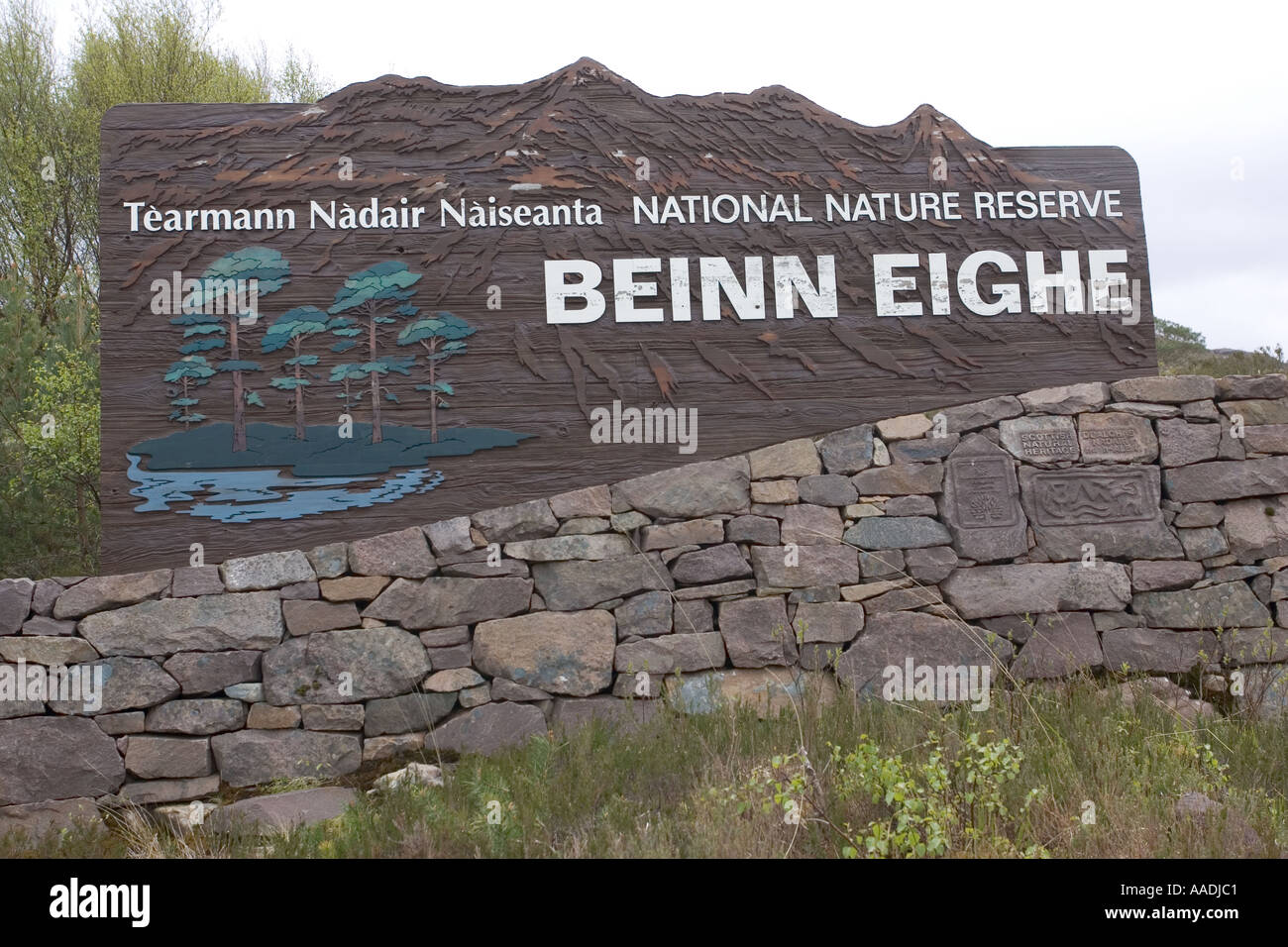 NNR signboard for Beinn Eighe Nature Reserve Glen Torridon Scotland ...