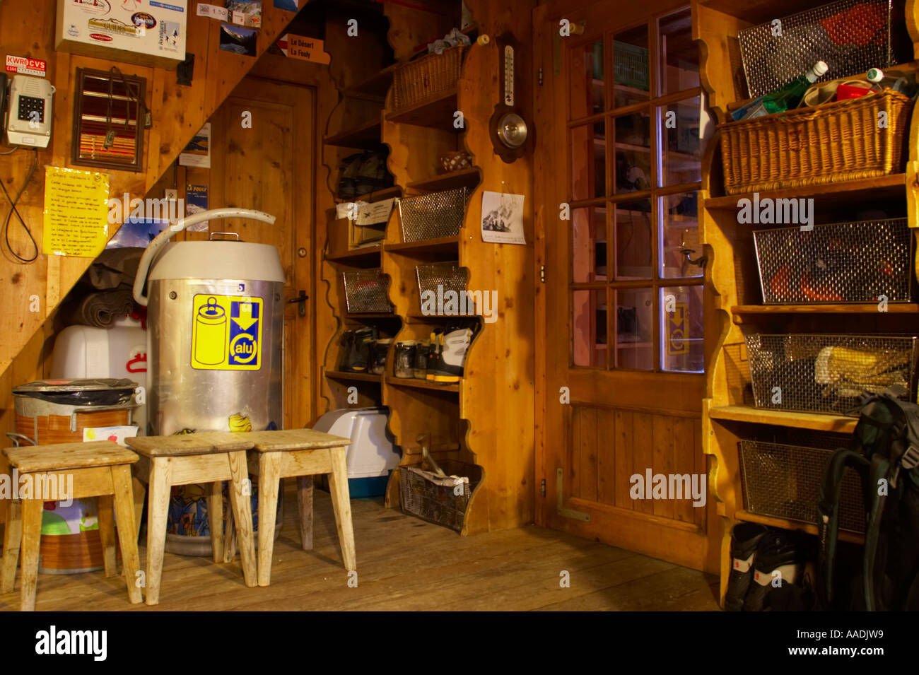 Switzerland Valais Val Ferret. The interior of the Cabane de l'A Neuve ...