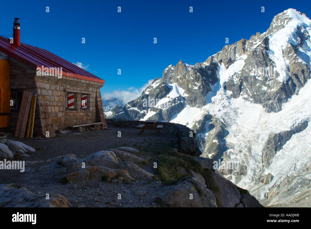 Switzerland Valais Val Ferret. The Cabane de l'A Neuve mountain hut ...