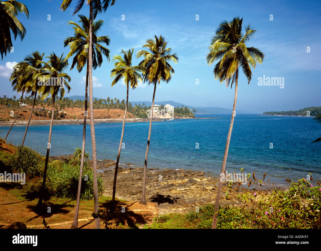 India South Andaman Island coast near Port Blair with Sinclairs Bay ...